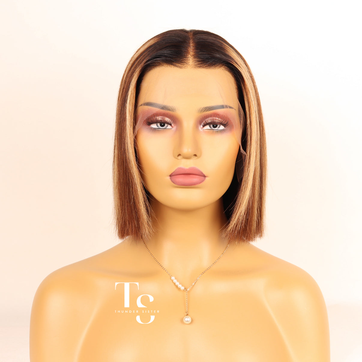 JADE Brown Hair with Blonde Highlights 13X4in HD Lace Bob Wig – Thunder ...