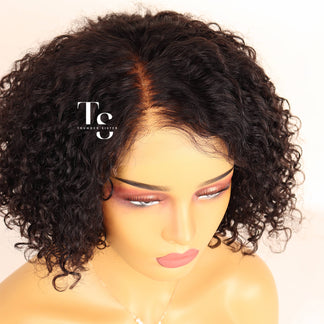 SIMONE Short Curly Bob Wig Human Hair 5X5in HD Lace Front Wig – Thunder ...